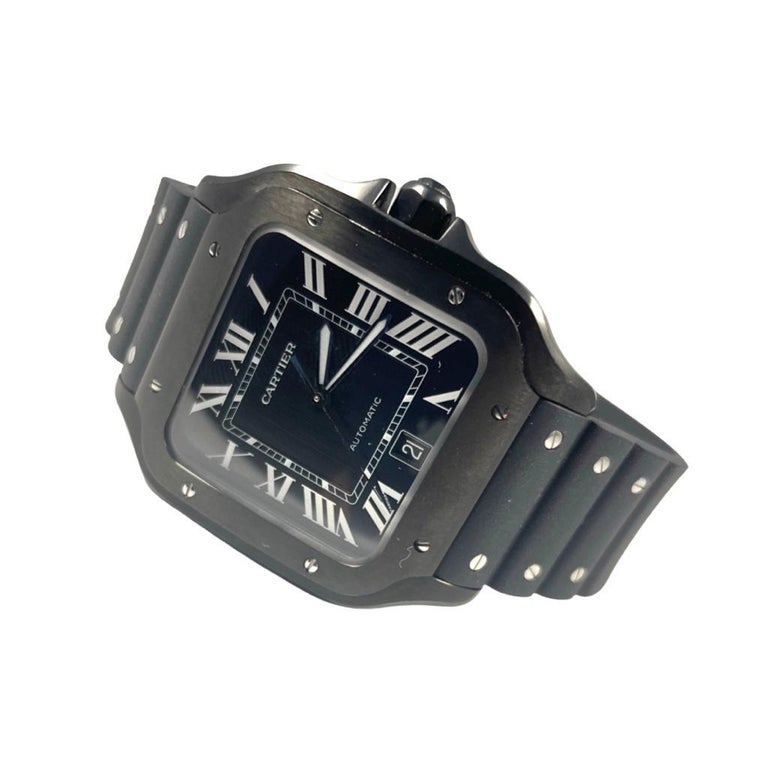 Cartier Santos De Cartier Ref. WSSA0039 Black Stainless Steel Rubber ...