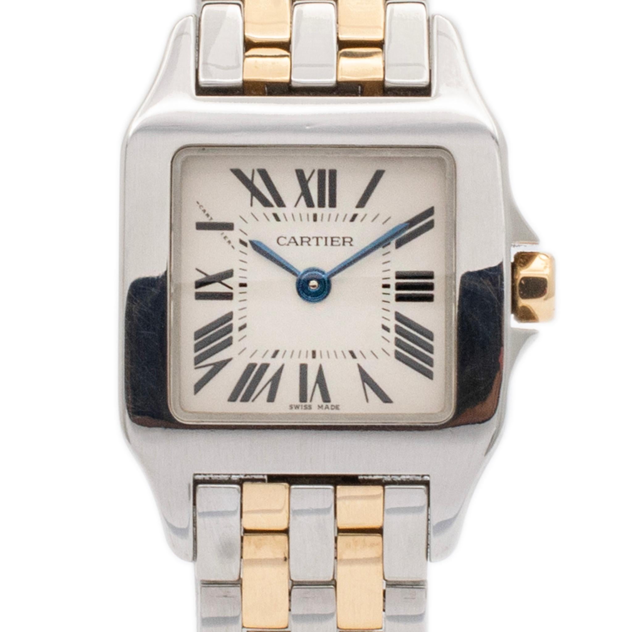 Cartier Santos Demoiselle 2698 20MM 18K Yellow Gold Stainless Steel Ladies Watch For Sale at 1stDibs