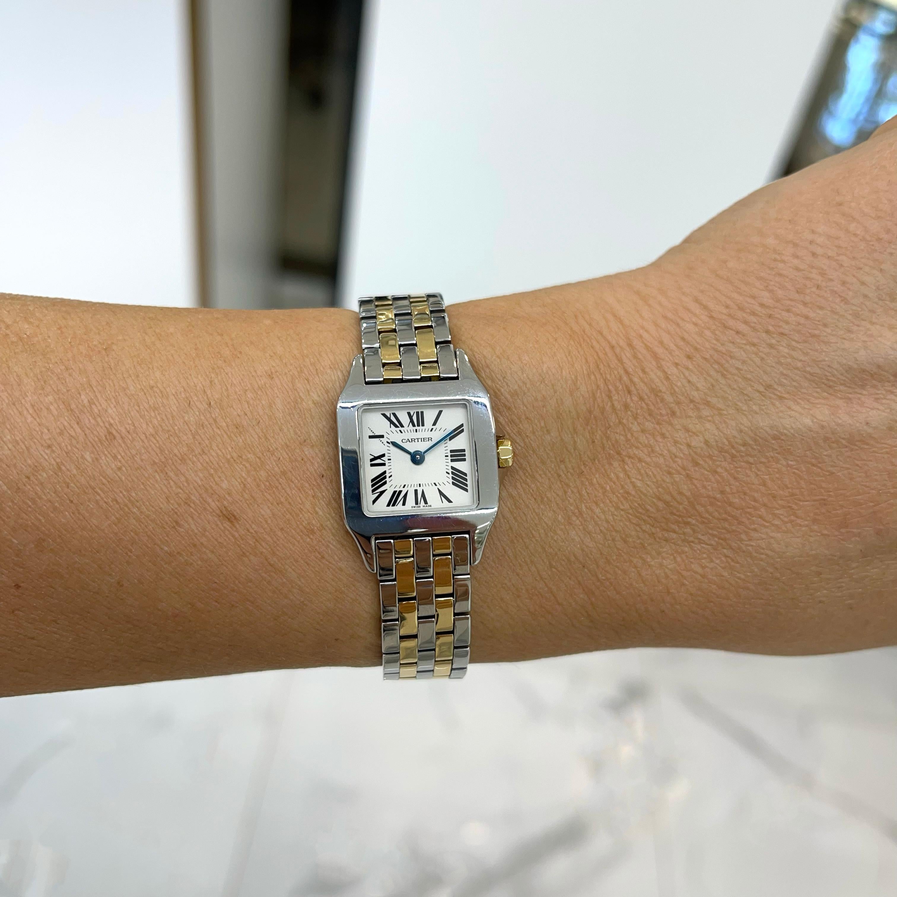 Cartier Santos Demoiselle 2698 20MM 18K Yellow Gold Stainless Steel Ladies Watch For Sale at 1stDibs