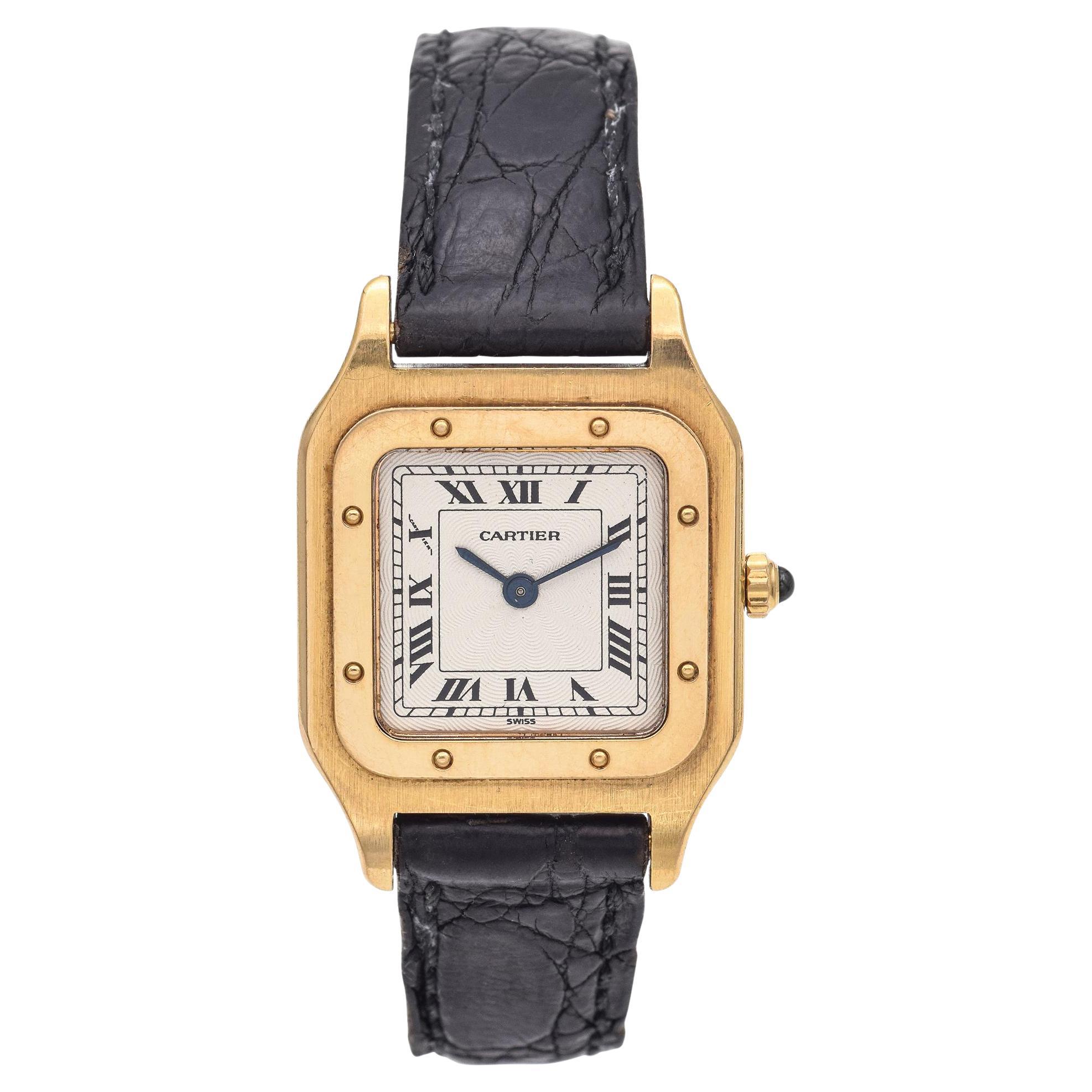 Cartier "Santos" 18 Karat White Gold Dumont Diamond Watch For Sale at ...