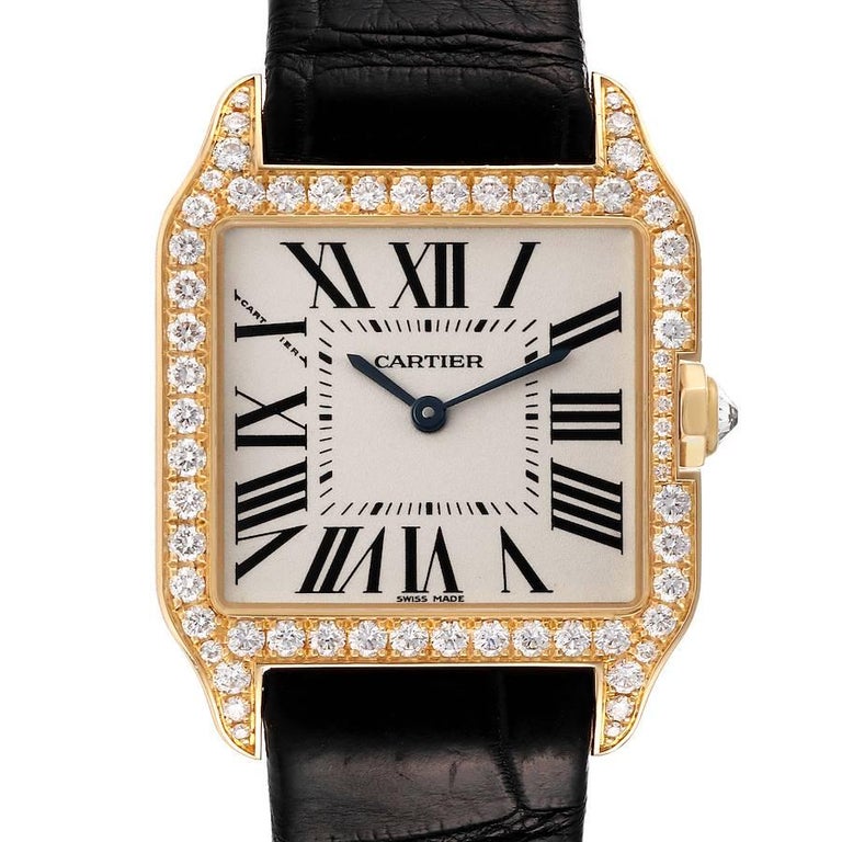 Cartier Santos Dumont 18k Yellow Gold Silver Dial Unisex Watch WH100351 ...