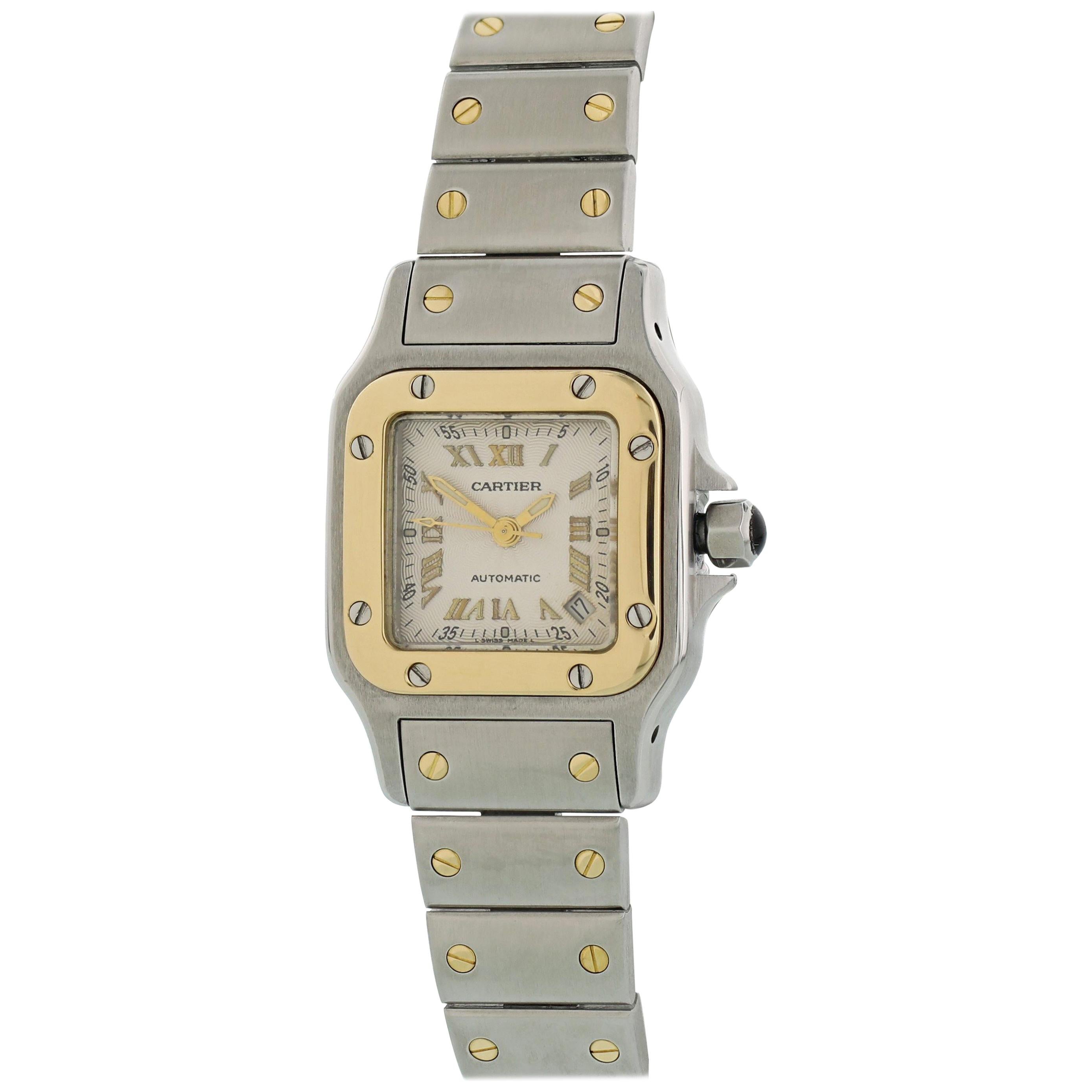 Cartier Santos Galbee 2423 with Band, Yellow-Gold Bezel and Silver Dial ...