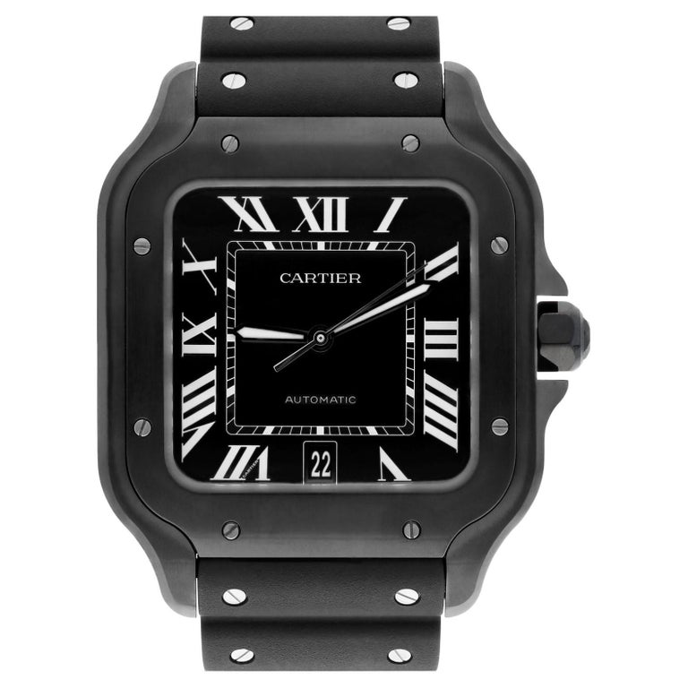 Cartier Santos Large 39.8mm WSSA0039 Rubber Roman Black Dial - Great ...