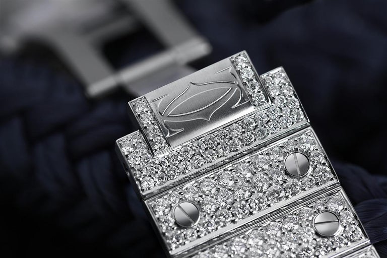 Cartier Santos Large Stainless Steel Watch with Custom Diamonds ...
