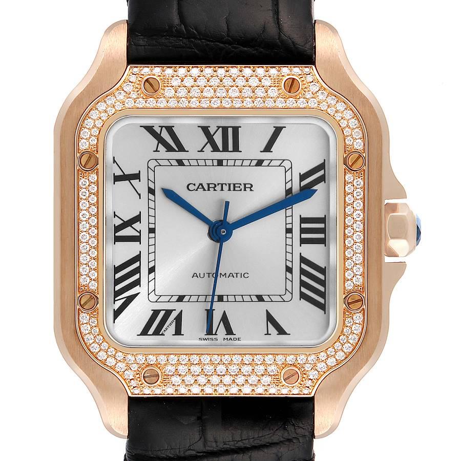 Cartier Santos Midsize Diamond Watch For Sale at 1stDibs