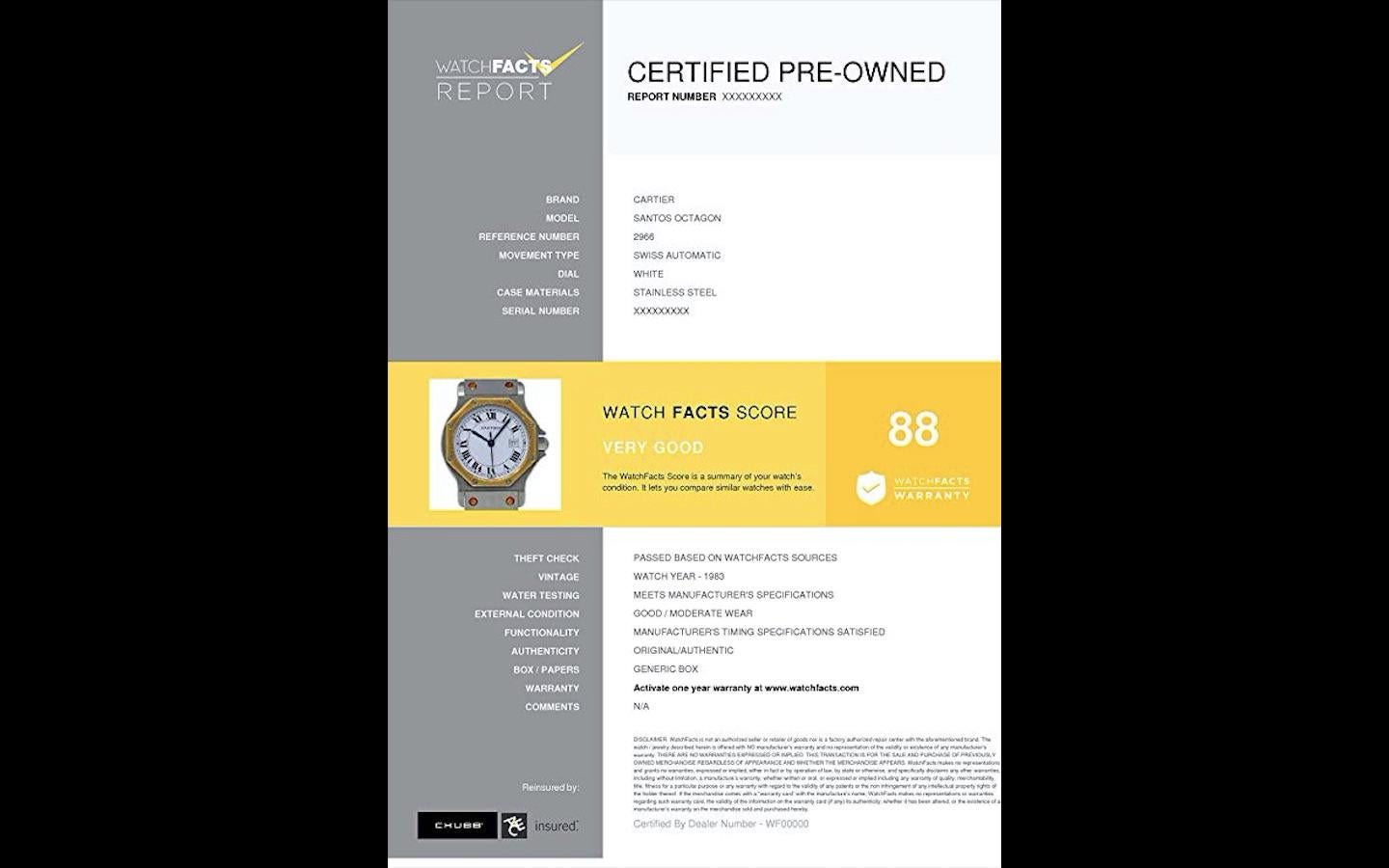 Cartier Santos Octagon 2966 Steel Gold Silver Automatic 2 Year Warranty ...