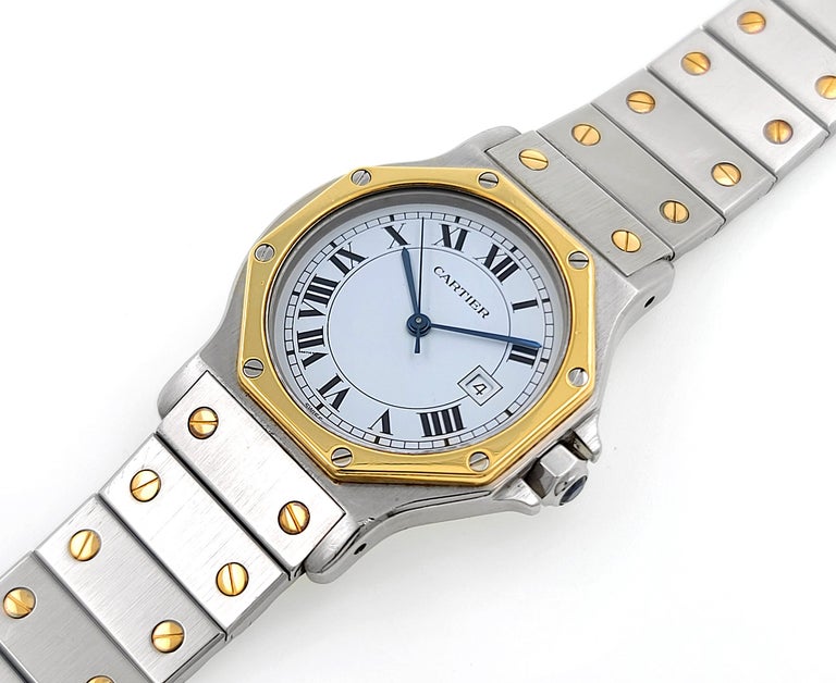 Cartier Santos Round Octagon Date 2966 Large LM GM Octogonale 18k Gold ...