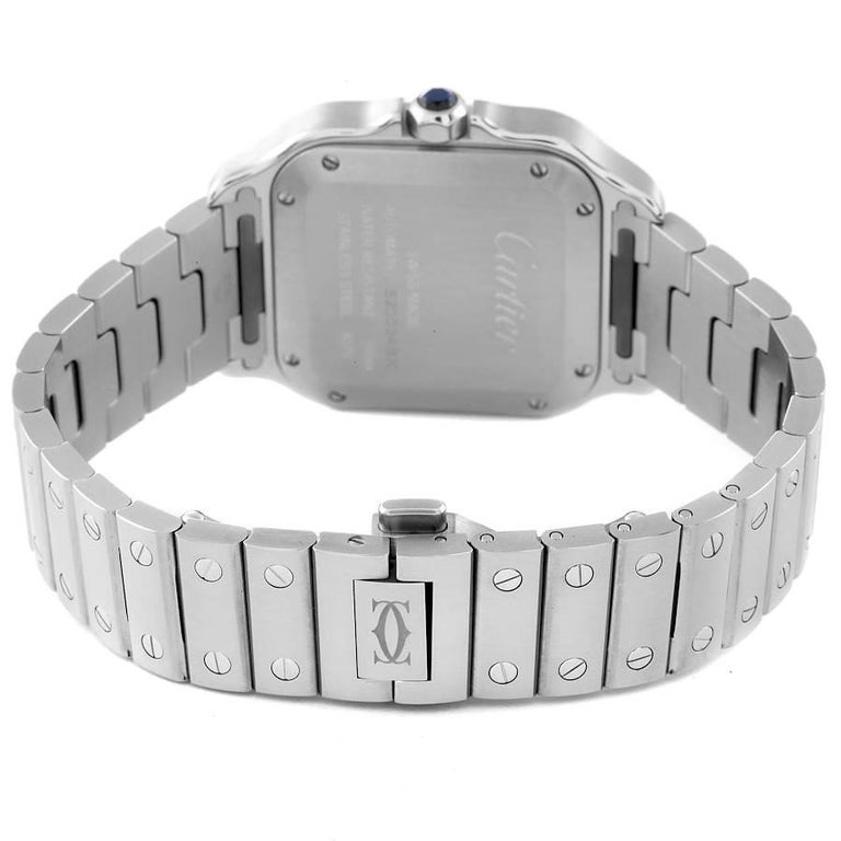 Cartier Santos Silver Dial Medium Steel Mens Watch WSSA0029 at 1stDibs