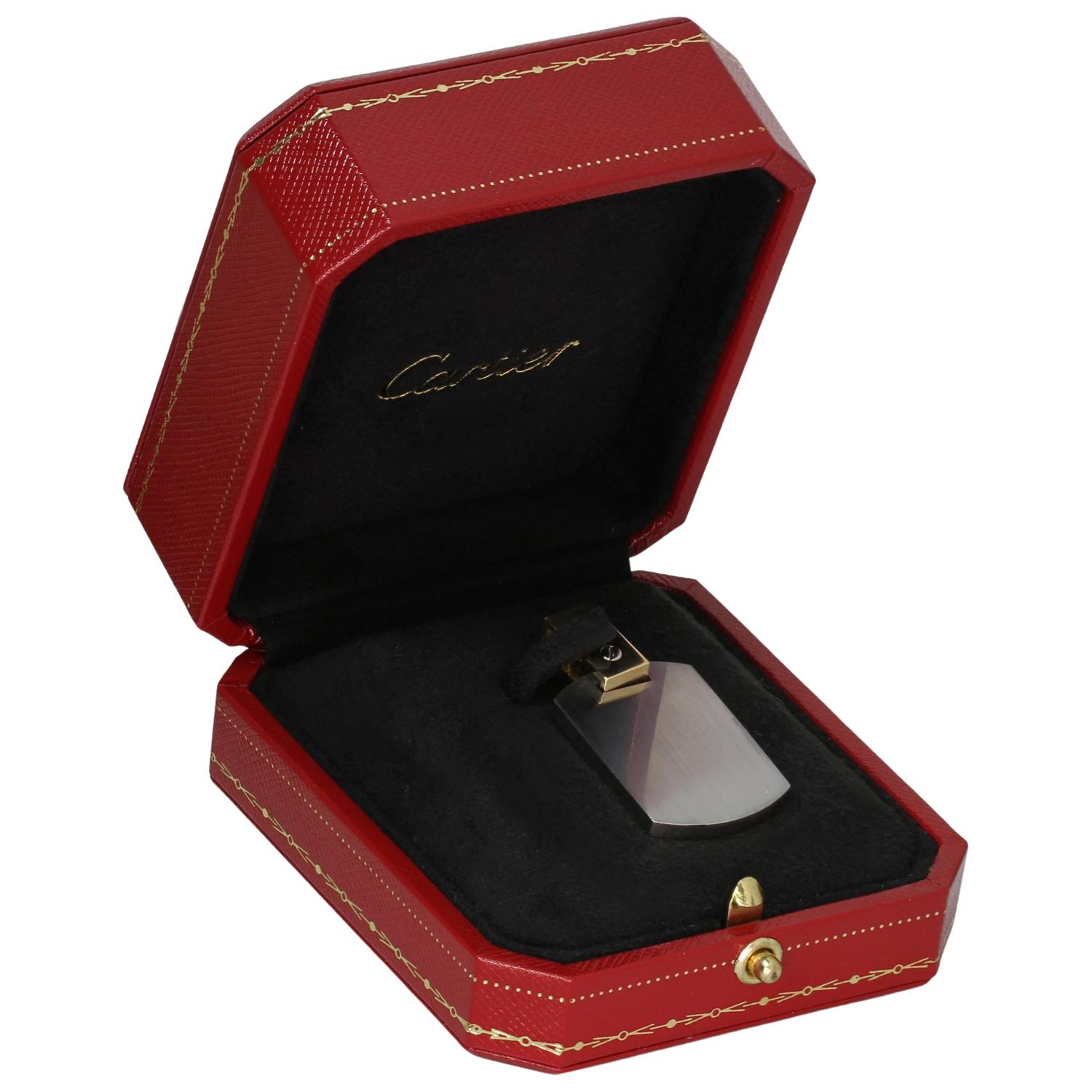 Cartier Santos Stainless Steel 18k Yellow Gold Pendant For Sale at ...