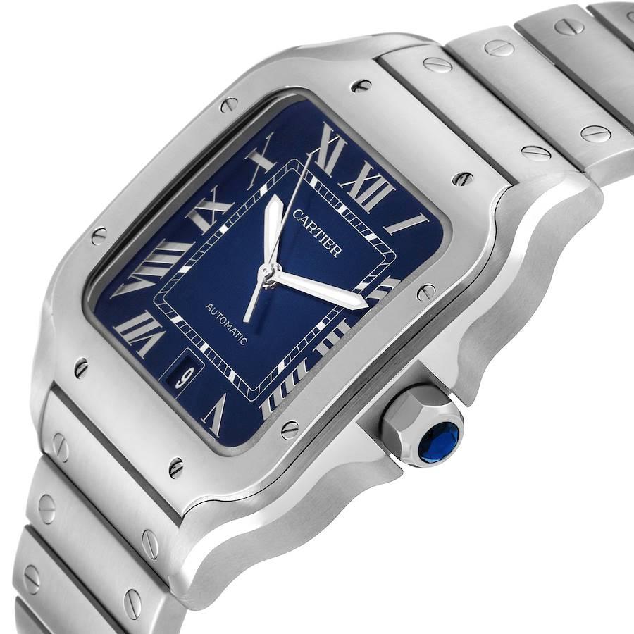Cartier Santos Stainless Steel Blue Dial Mens Watch WSSA0030 Unworn For ...