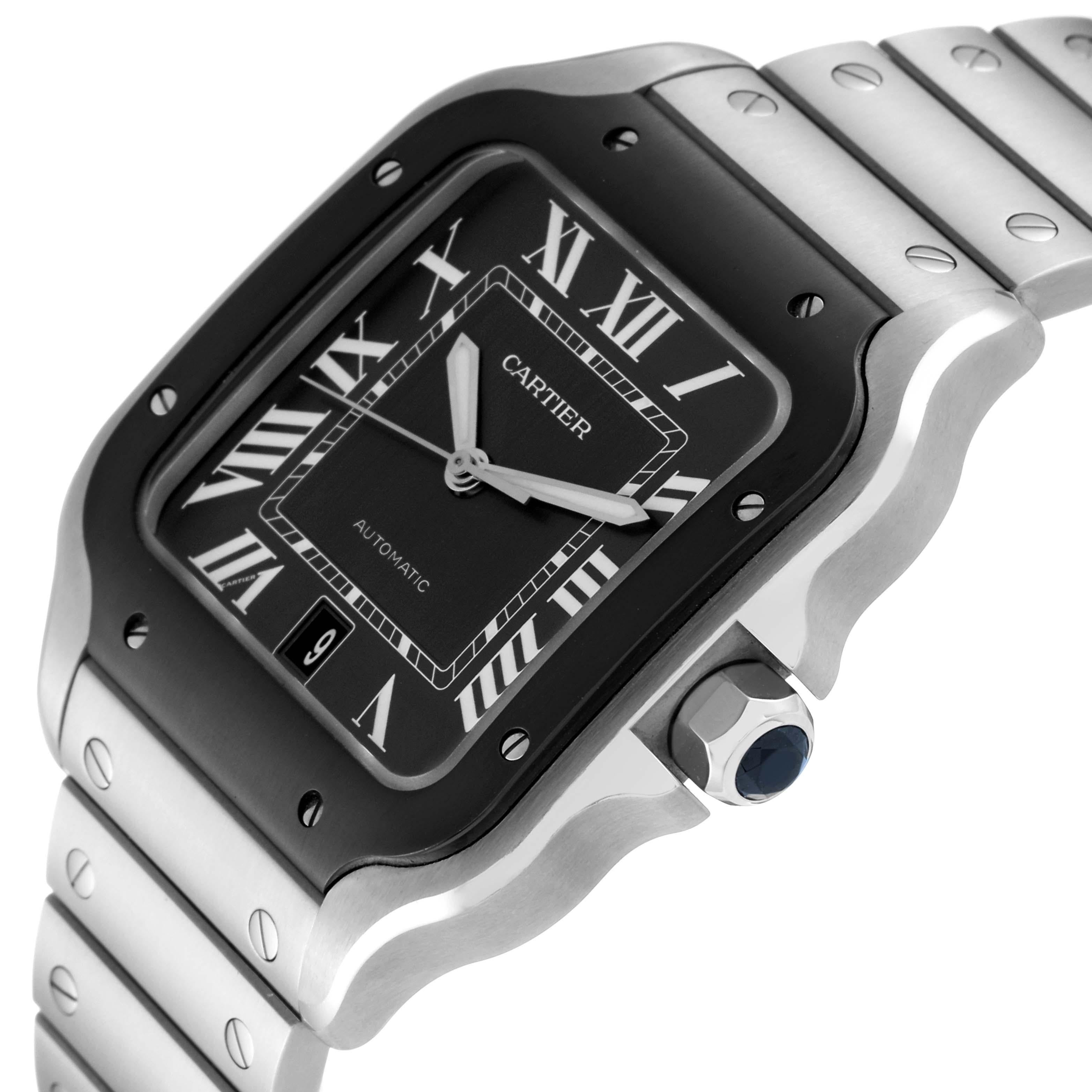 Cartier Santos Steel DLC Grey Dial Mens Watch WSSA0037 Box Card For ...