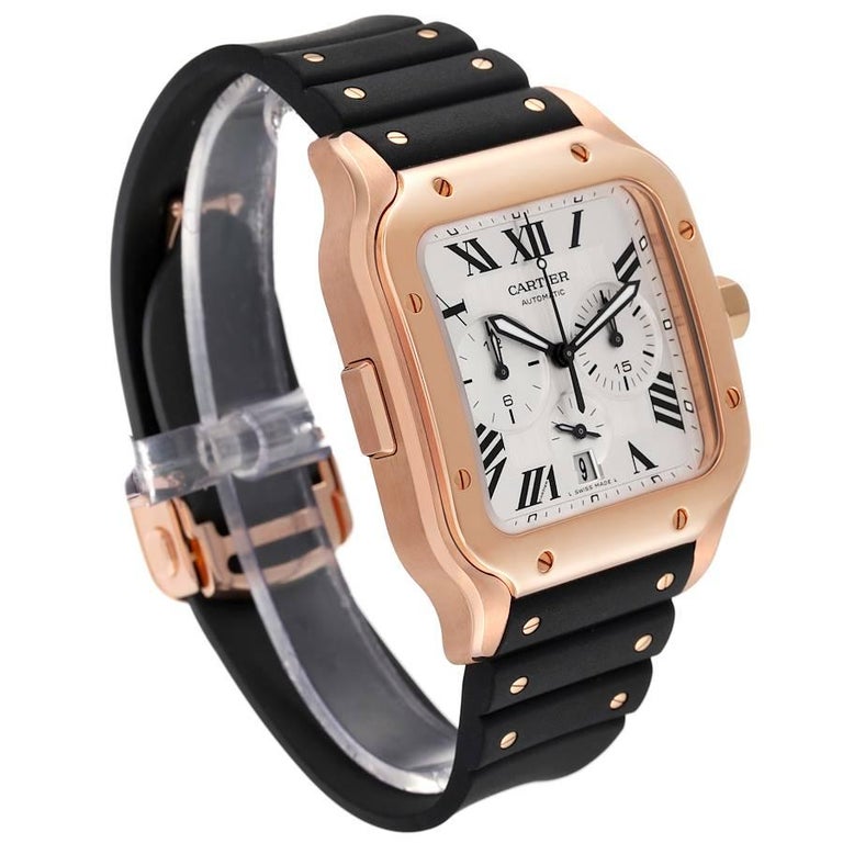 Cartier Santos XL Chronograph Rose Gold Mens Watch WGSA0017 Box Card ...
