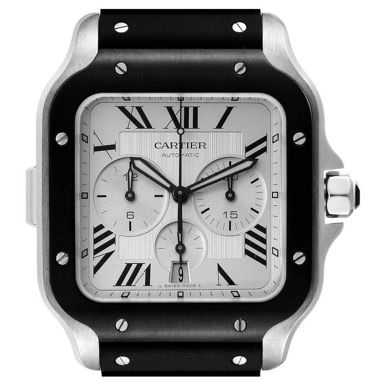 Cartier Santos XL Chronograph Steel ADLC Mens Watch WSSA0017 Unworn For ...