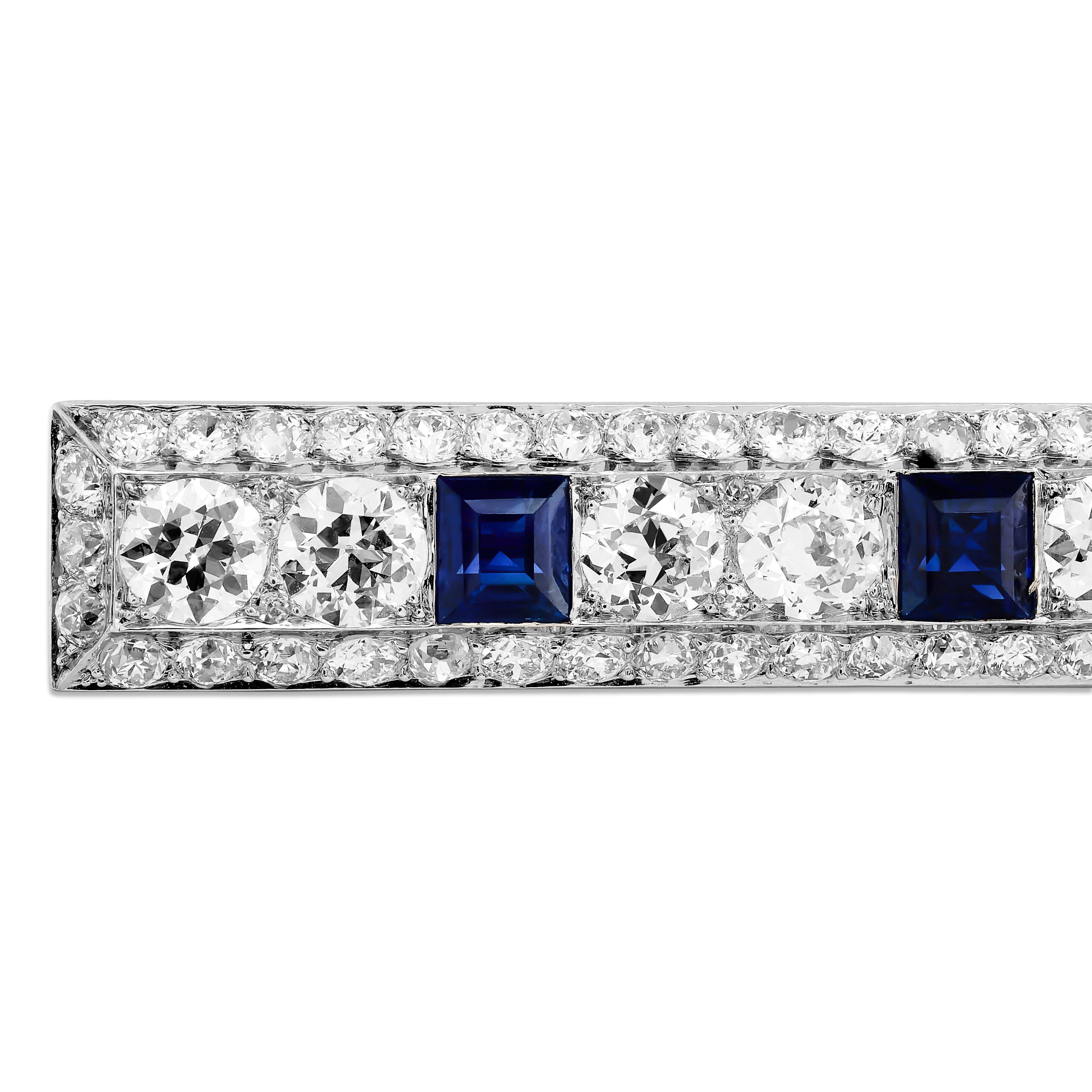 Cartier Sapphire and Diamond Straight Pin in Platinum For Sale at 1stDibs