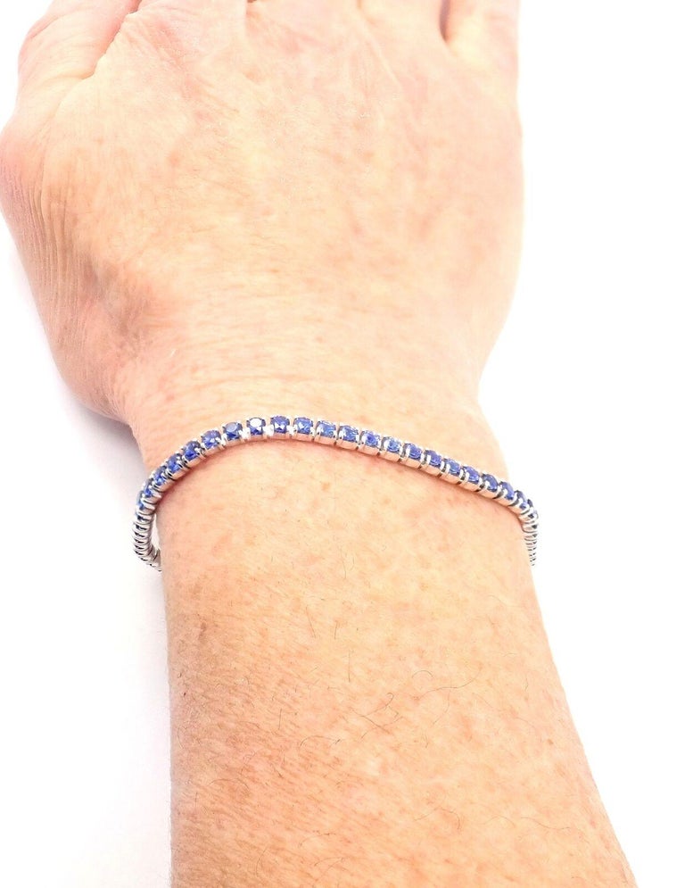 Cartier Sapphire Essential Lines White Gold Tennis Bracelet For Sale At