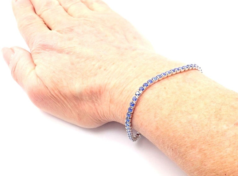 Cartier Sapphire Essential Lines White Gold Tennis Bracelet For Sale At