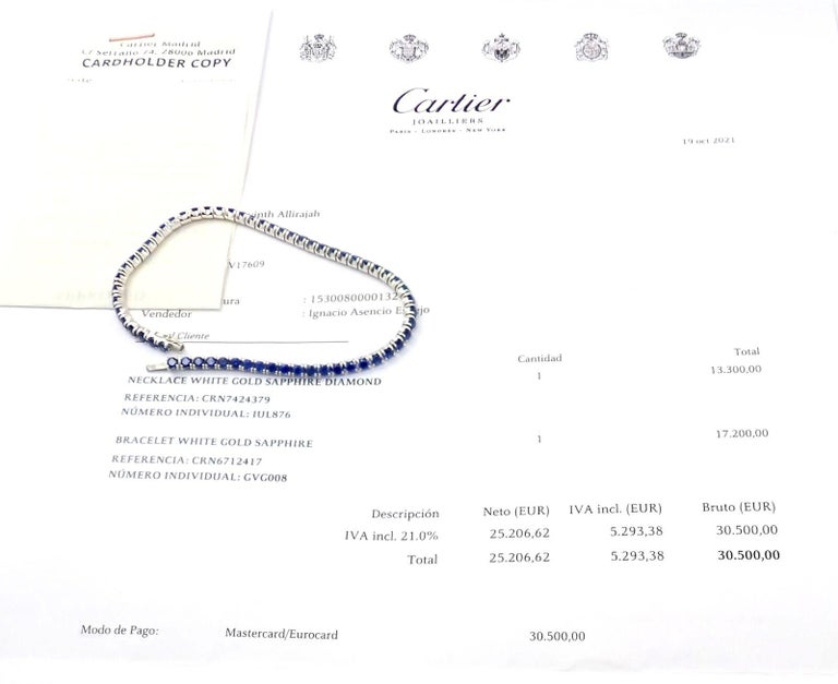 Cartier Sapphire Essential Lines White Gold Tennis Bracelet For Sale At