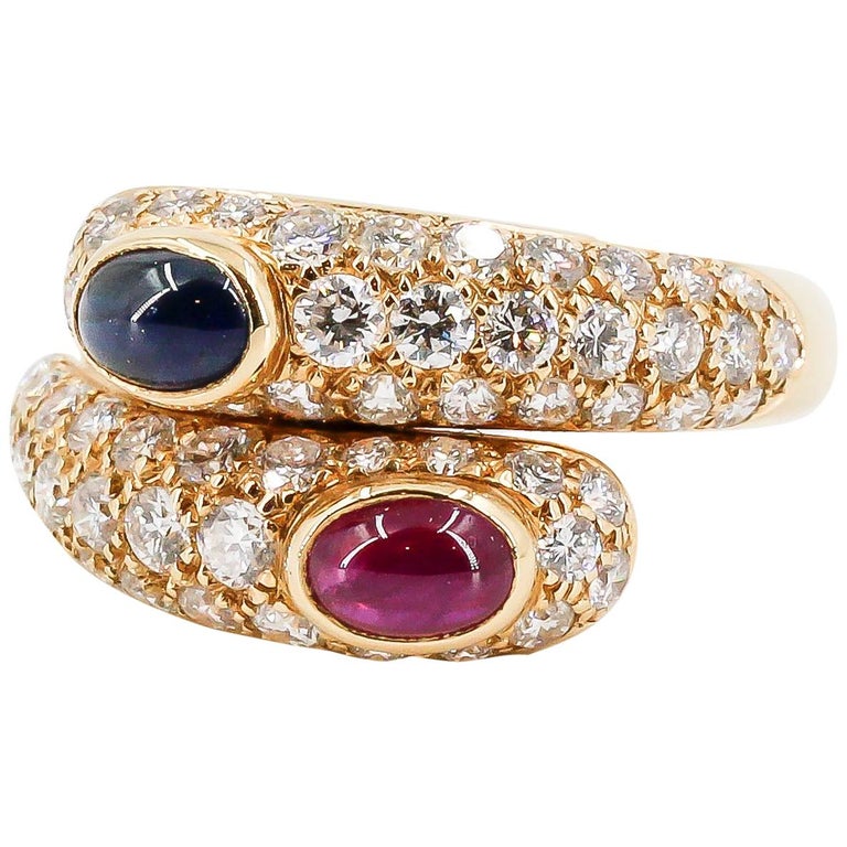 Cartier Sapphire Ruby Diamond and 18 Karat Gold Ring at 1stDibs