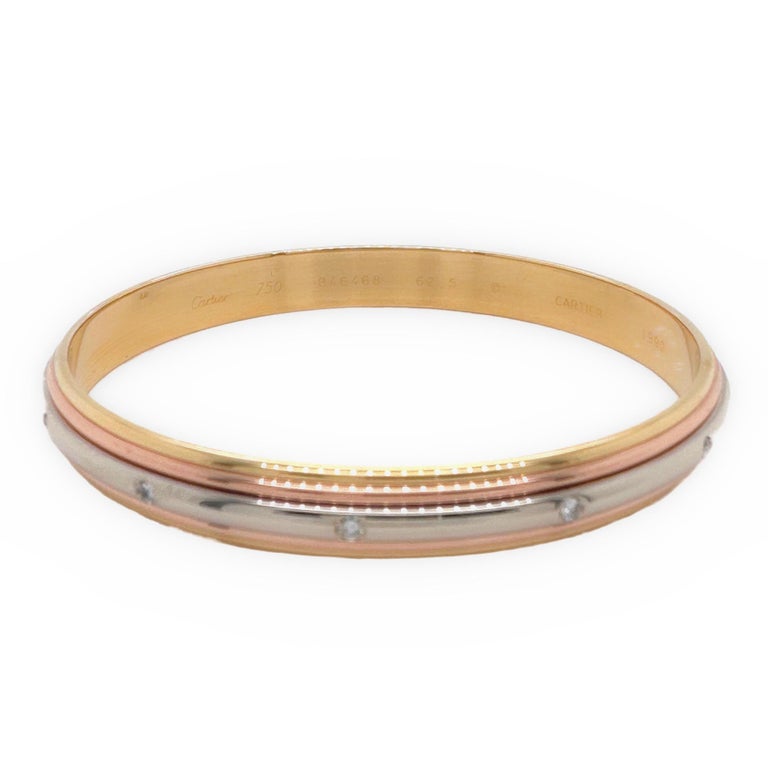 CARTIER Saturne Multi-Tone 18kt Yellow White Rose Gold Diamond Bangle ...
