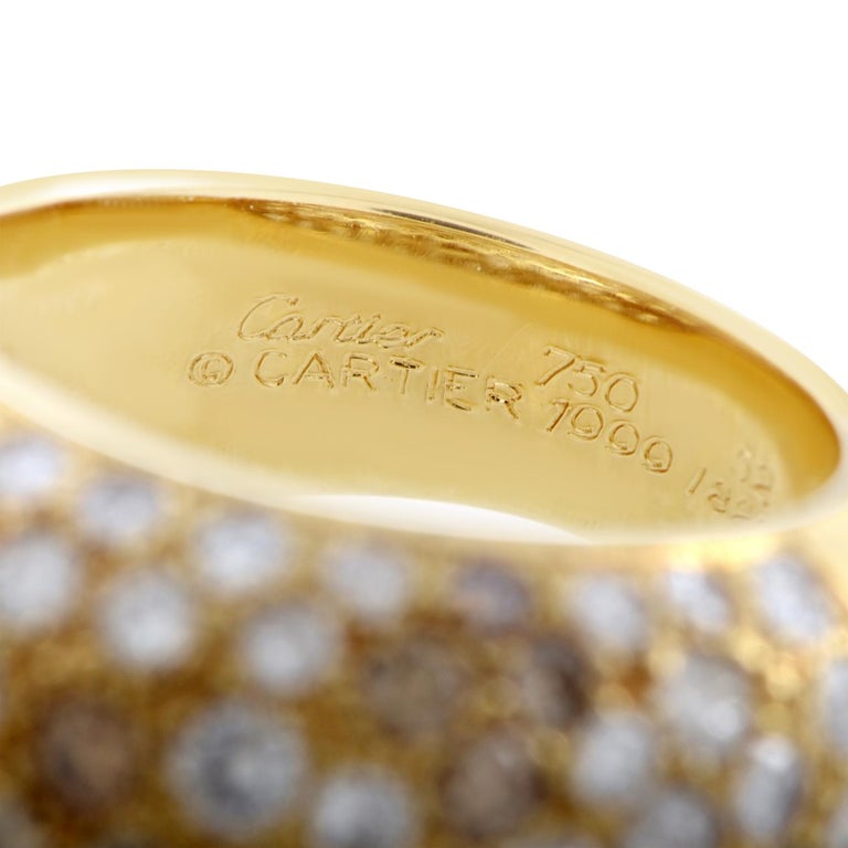 Cartier Sauvage 18 Karat Yellow Gold White and Brown Diamonds Bombe ...