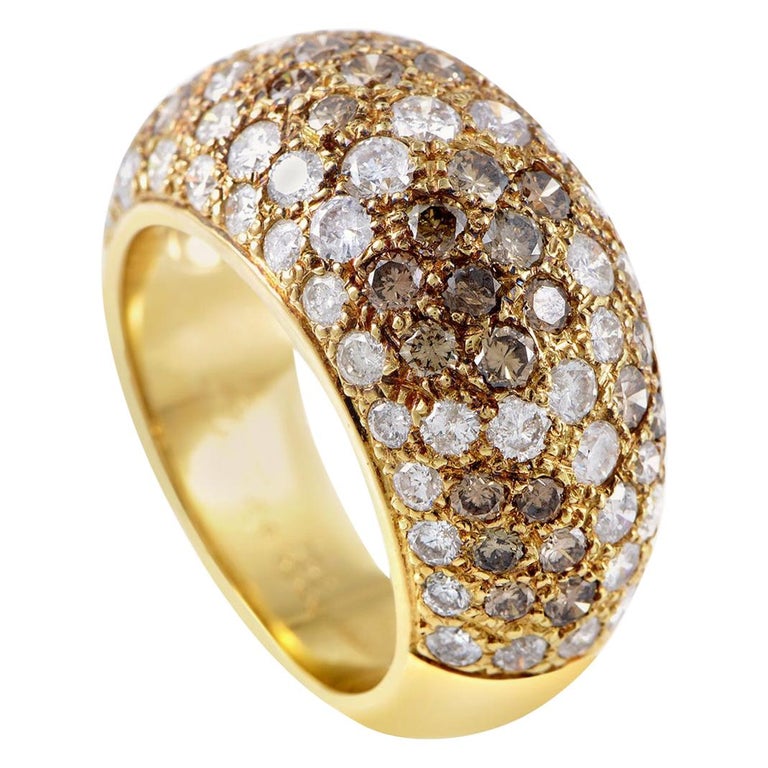 Cartier Sauvage 18 Karat Yellow Gold White and Brown Diamonds Bombe ...