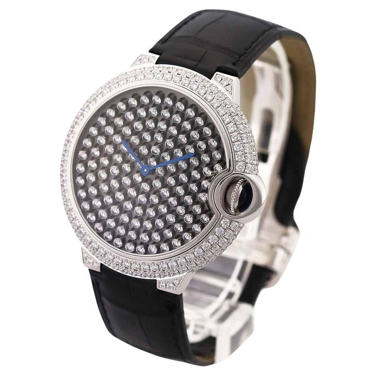 Cartier Serti Vibrant Baron Blue Watch 18Karat White Gold Limited ...