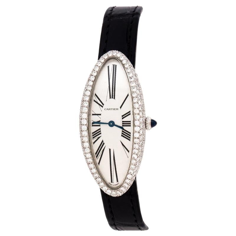 Cartier Silver 18K White Gold Baignoire Allongee 2604 Women's ...