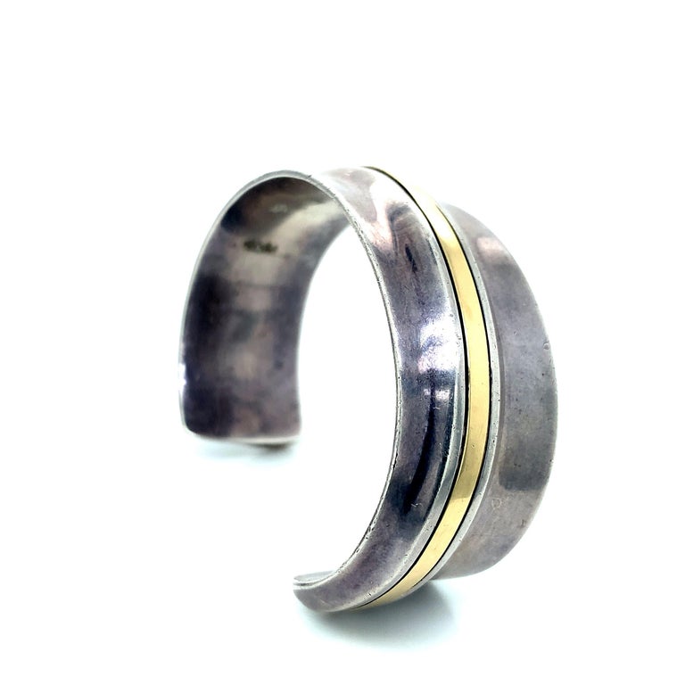 Cartier Silver Gold Bangle For Sale at 1stDibs