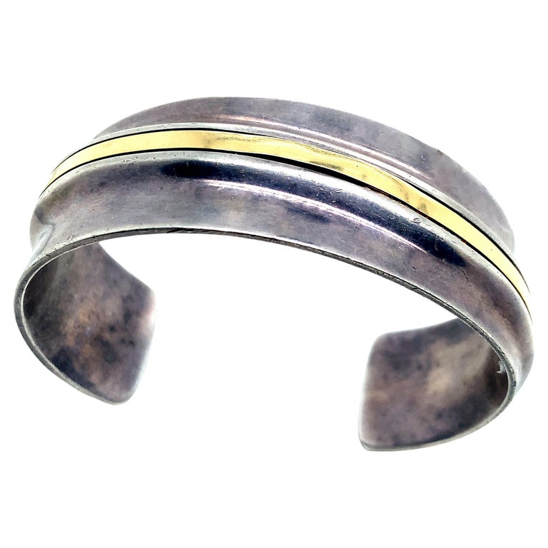Cartier Silver Gold Bangle For Sale at 1stDibs