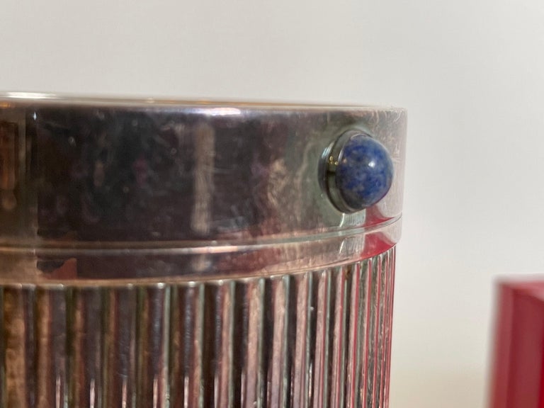 Cartier Silver Lapis Accented Desk Set For Sale at 1stDibs