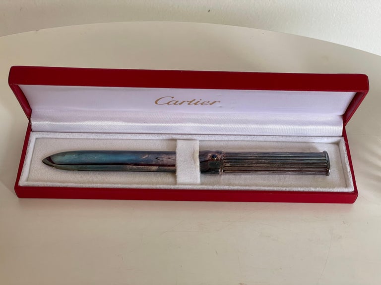 Cartier Silver Lapis Accented Desk Set For Sale at 1stDibs