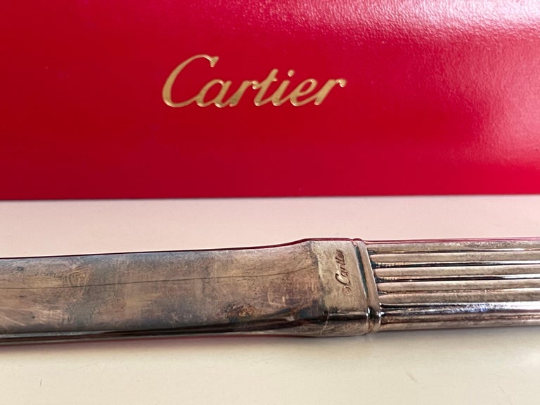 Cartier Silver Lapis Accented Desk Set For Sale at 1stDibs