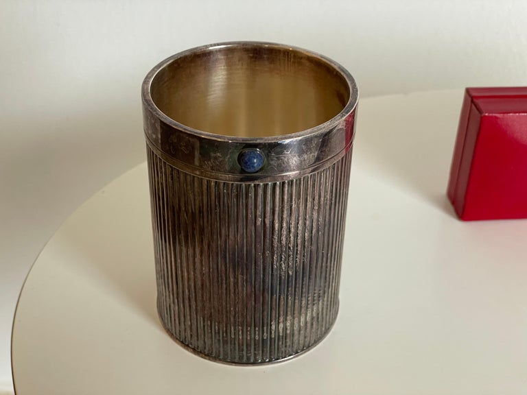 Cartier Silver Lapis Accented Desk Set For Sale at 1stDibs