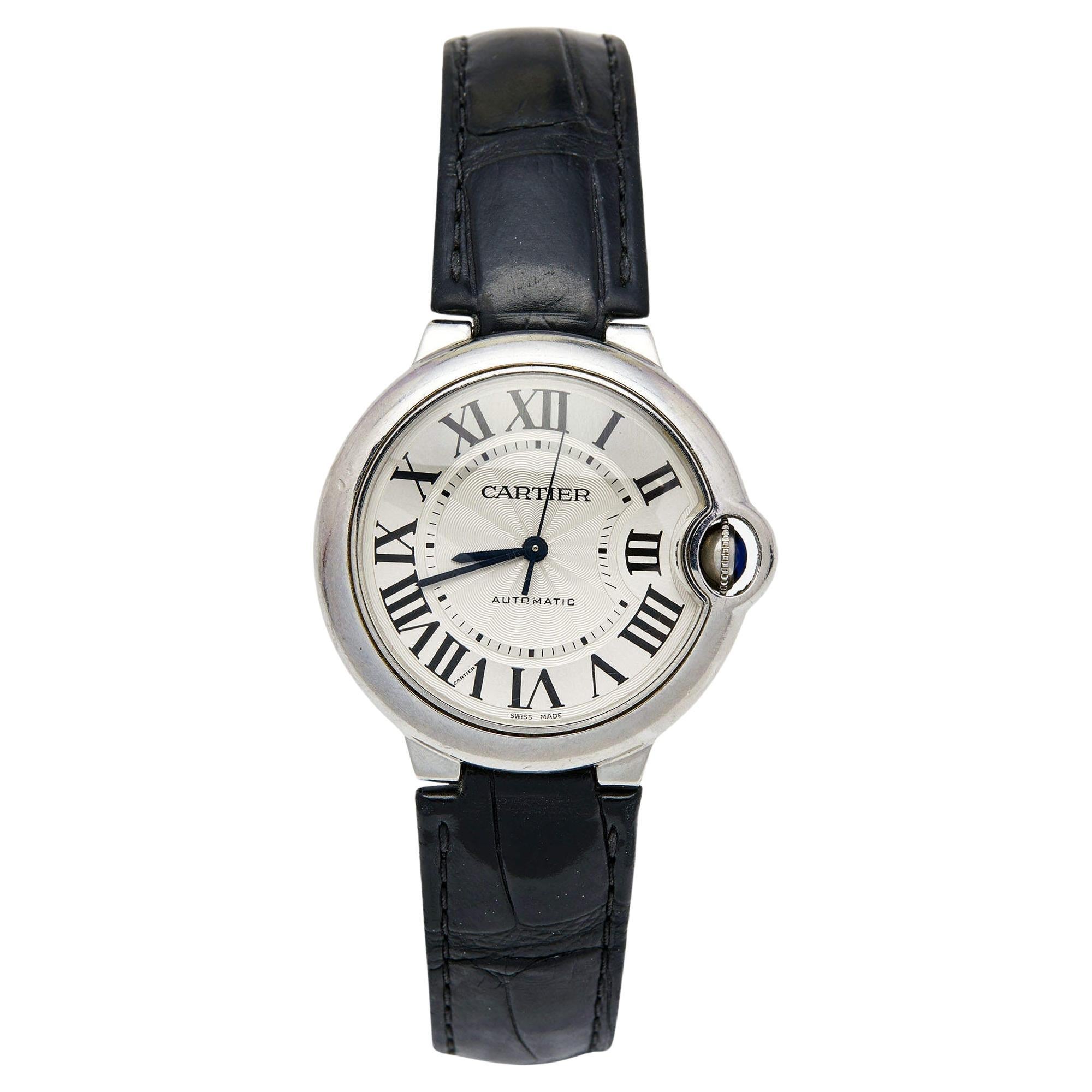 Cartier Silver Stainless Steel Alligator Ballon Bleu WSBB0028 Women's ...