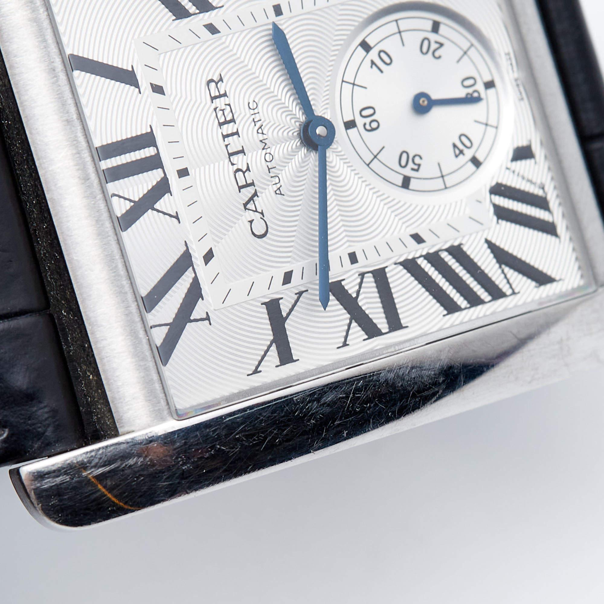 Cartier Silver Stainless Steel Alligator Tank MC W5330003 Men's ...