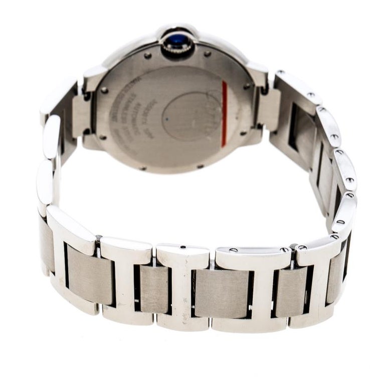 Cartier Silver Stainless Steel Ballon Bleu Diamonds 3284 Women's ...