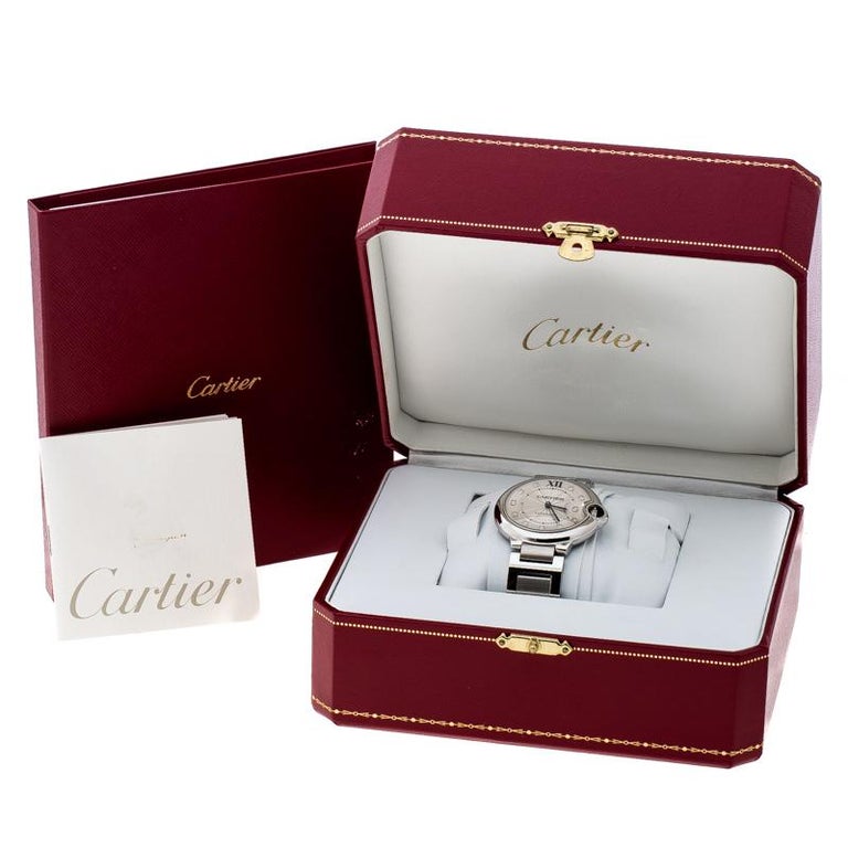 Cartier Silver Stainless Steel Ballon Bleu Diamonds 3284 Women's ...