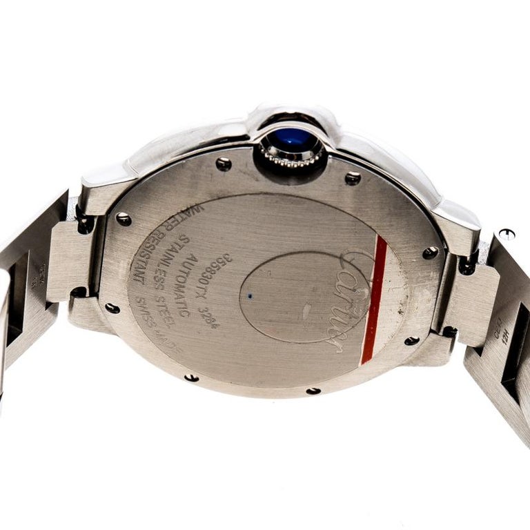 Cartier Silver Stainless Steel Ballon Bleu Diamonds 3284 Women's ...