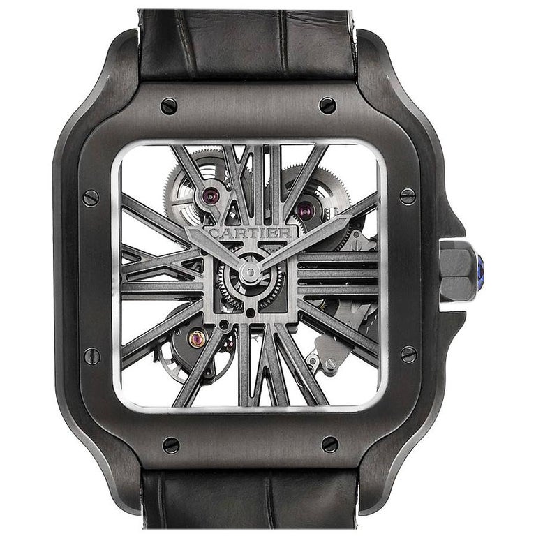 Cartier Skeleton Horloge Santos Black ADLC Steel Watch WHSA0009 For ...