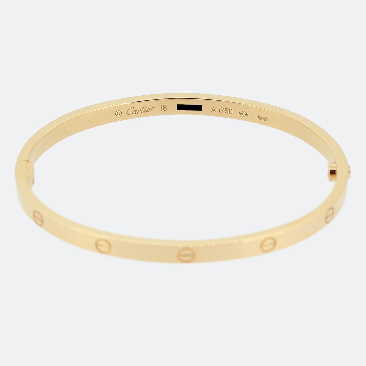 Cartier Small Model LOVE Bangle Size 16 For Sale at 1stDibs