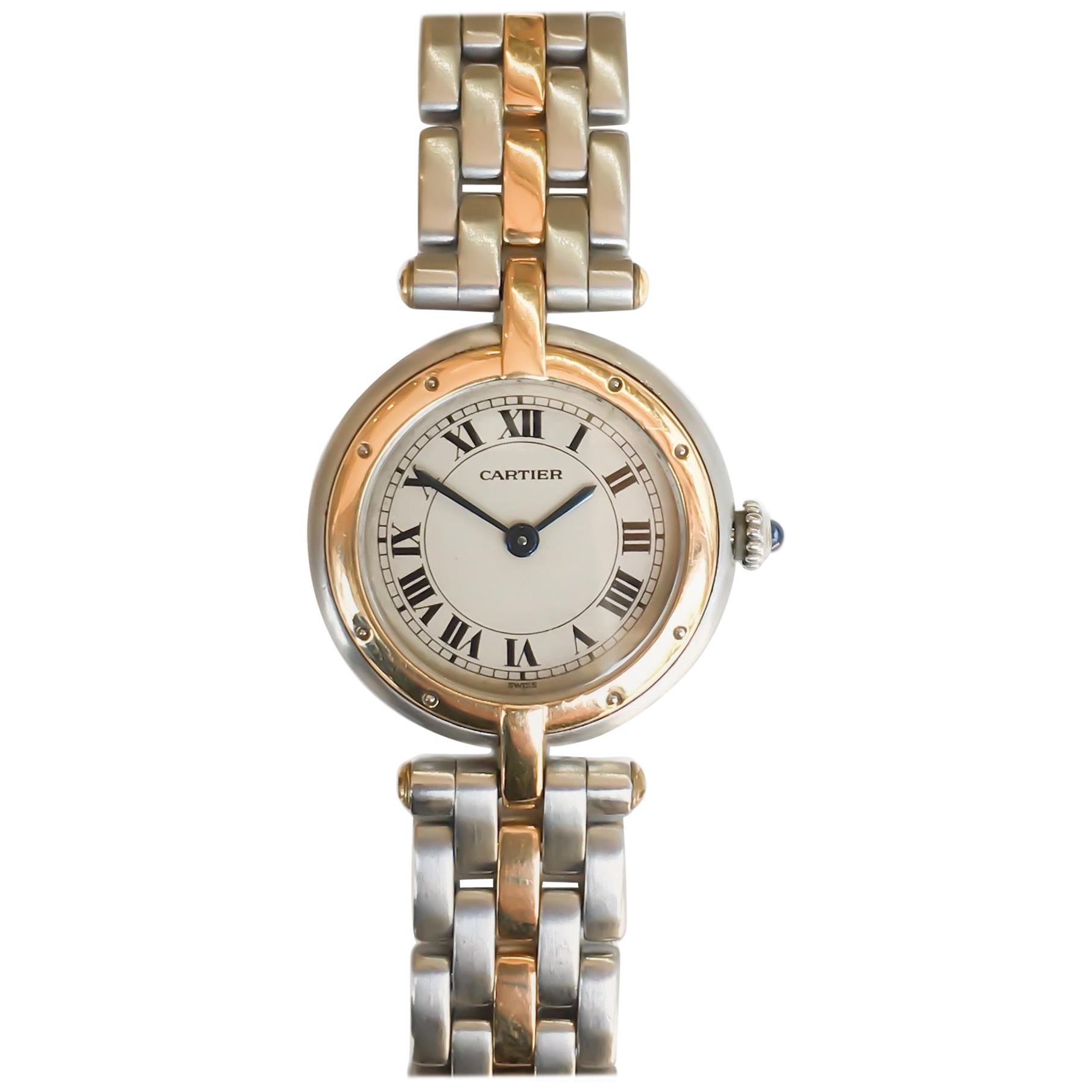 Cartier Small VLC Steel and 18 Karat Yellow Gold 1-Row Watch on ...