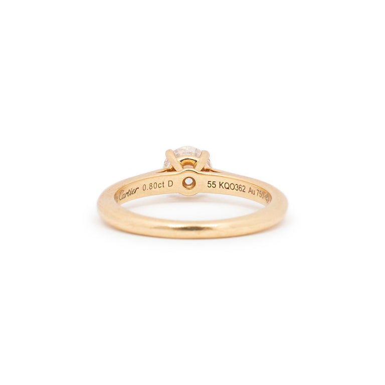 Cartier Solitaire 1895 18k Yellow Gold GIA 0.80ct Round Diamond ...