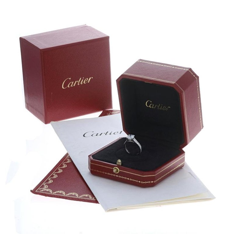 Cartier Solitaire 1895 Classic Pavé Diamond Engagement Ring Platinum 1 ...