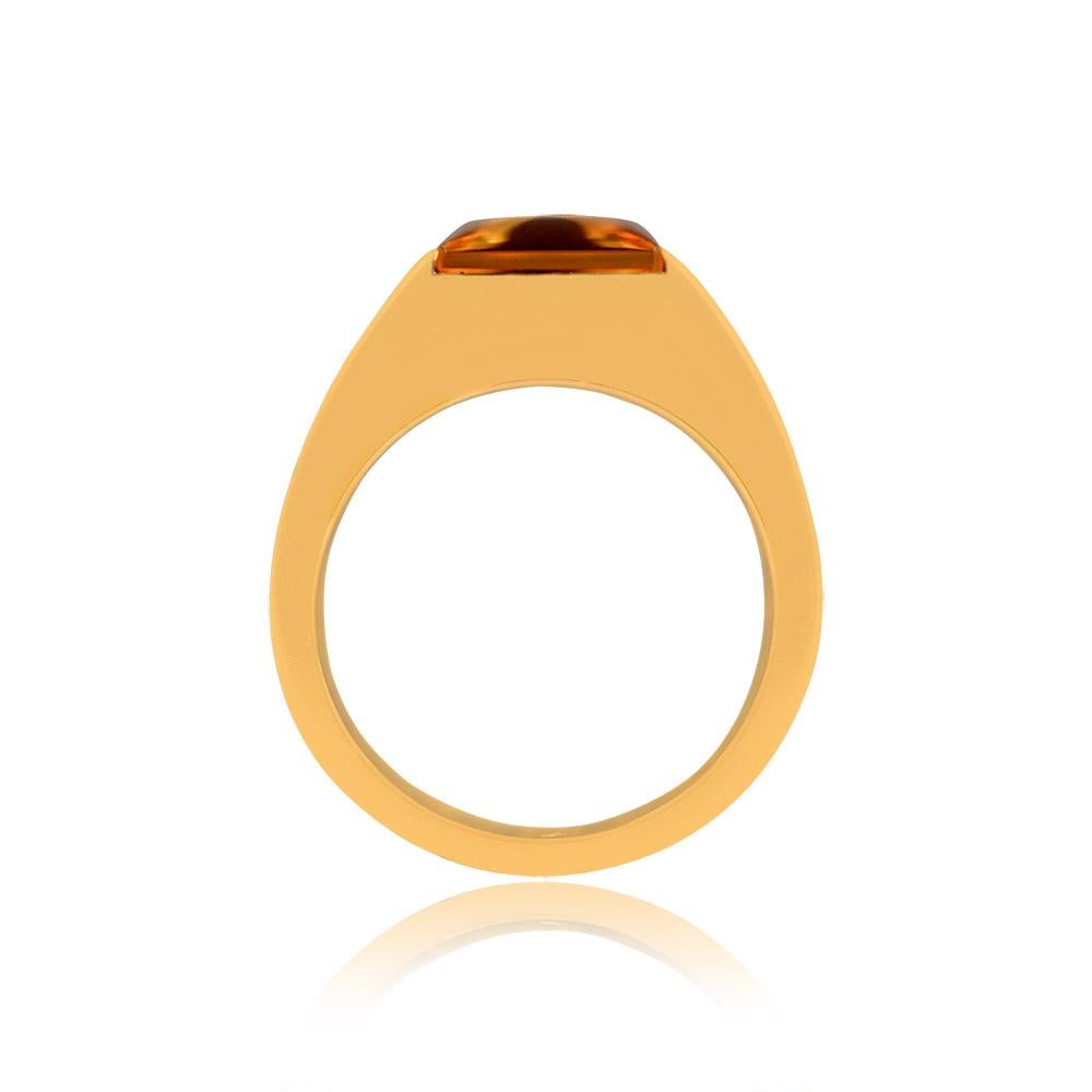 Cartier Square Cut Natural Citrine Engagement Ring, 18k Yellow Gold For ...