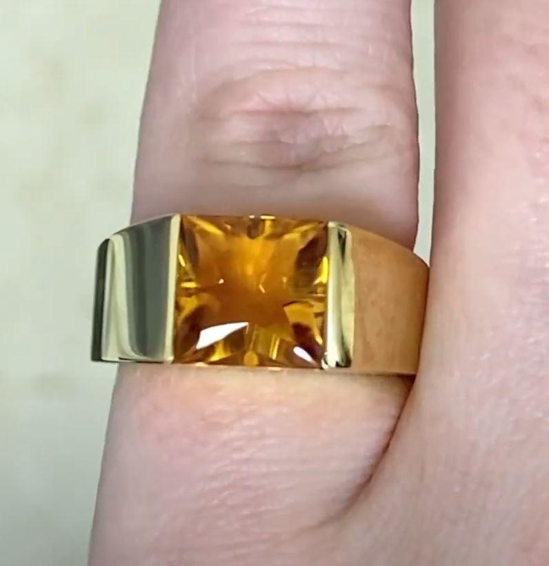 Cartier Square Cut Natural Citrine Engagement Ring, 18k Yellow Gold For ...