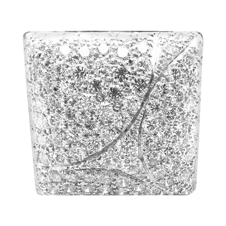 Cartier Square Pave Diamond Large White Gold Ring at 1stDibs