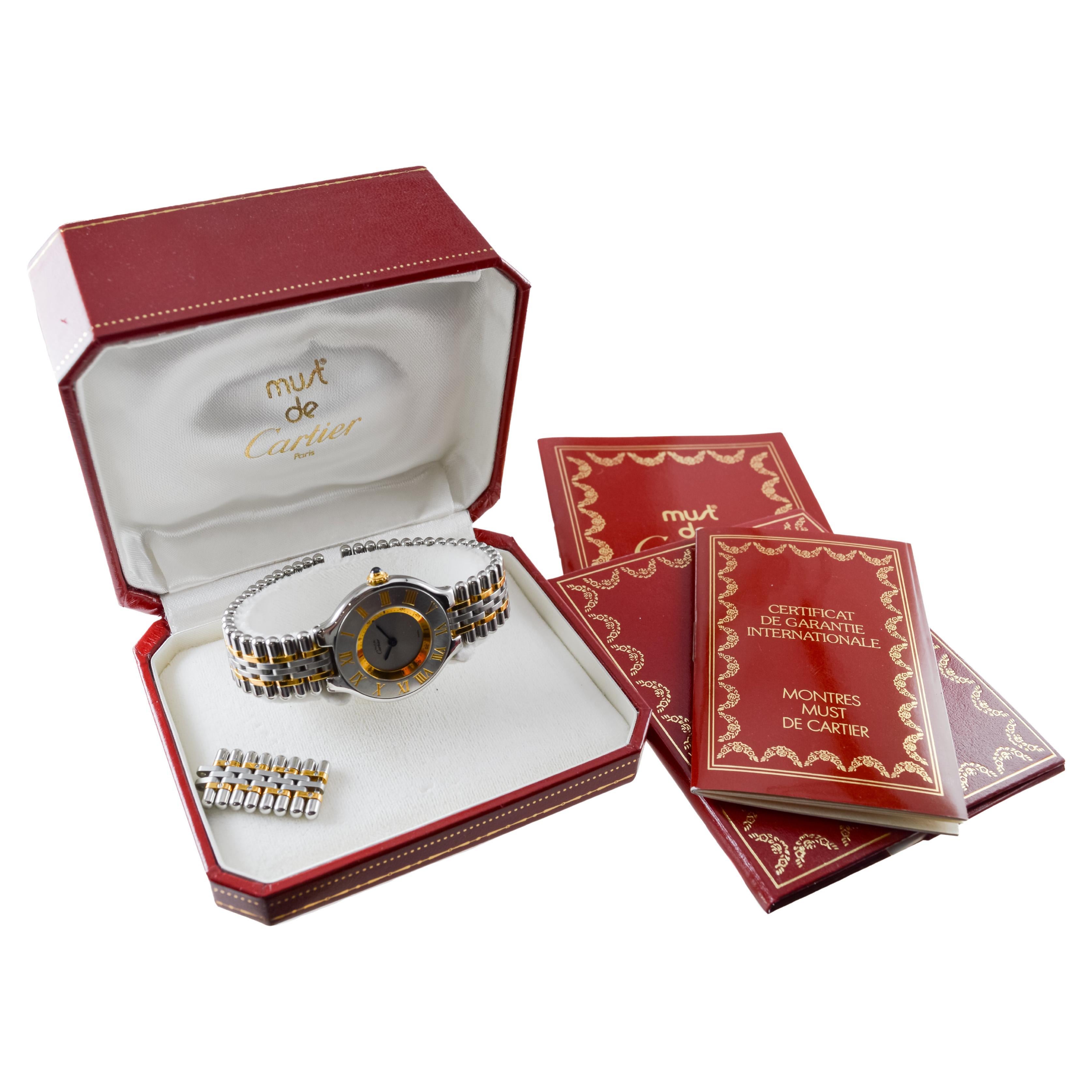 Cartier Stainless Steel and Gold Top with Original Factory Documents ...