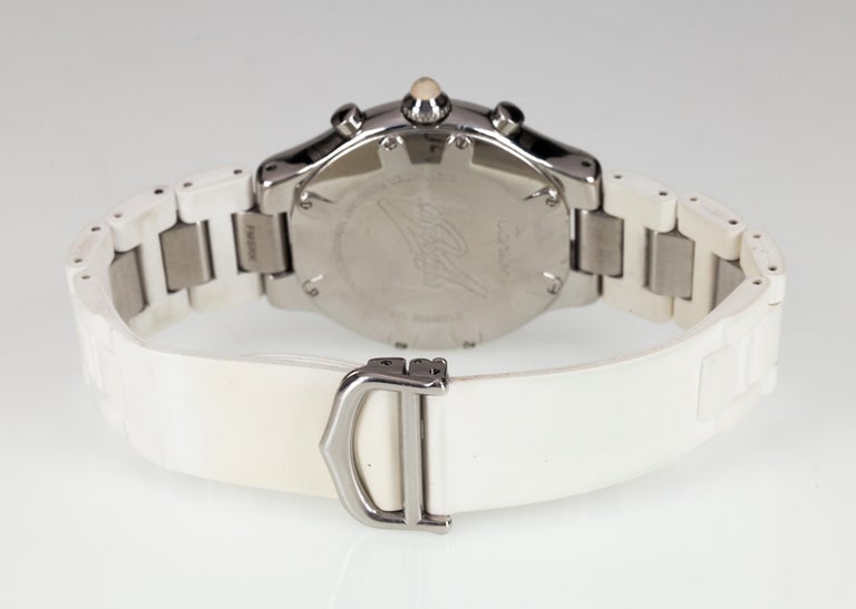 Cartier Stainless Steel Chronoscaph Quartz Watch with White Band, 2424 ...