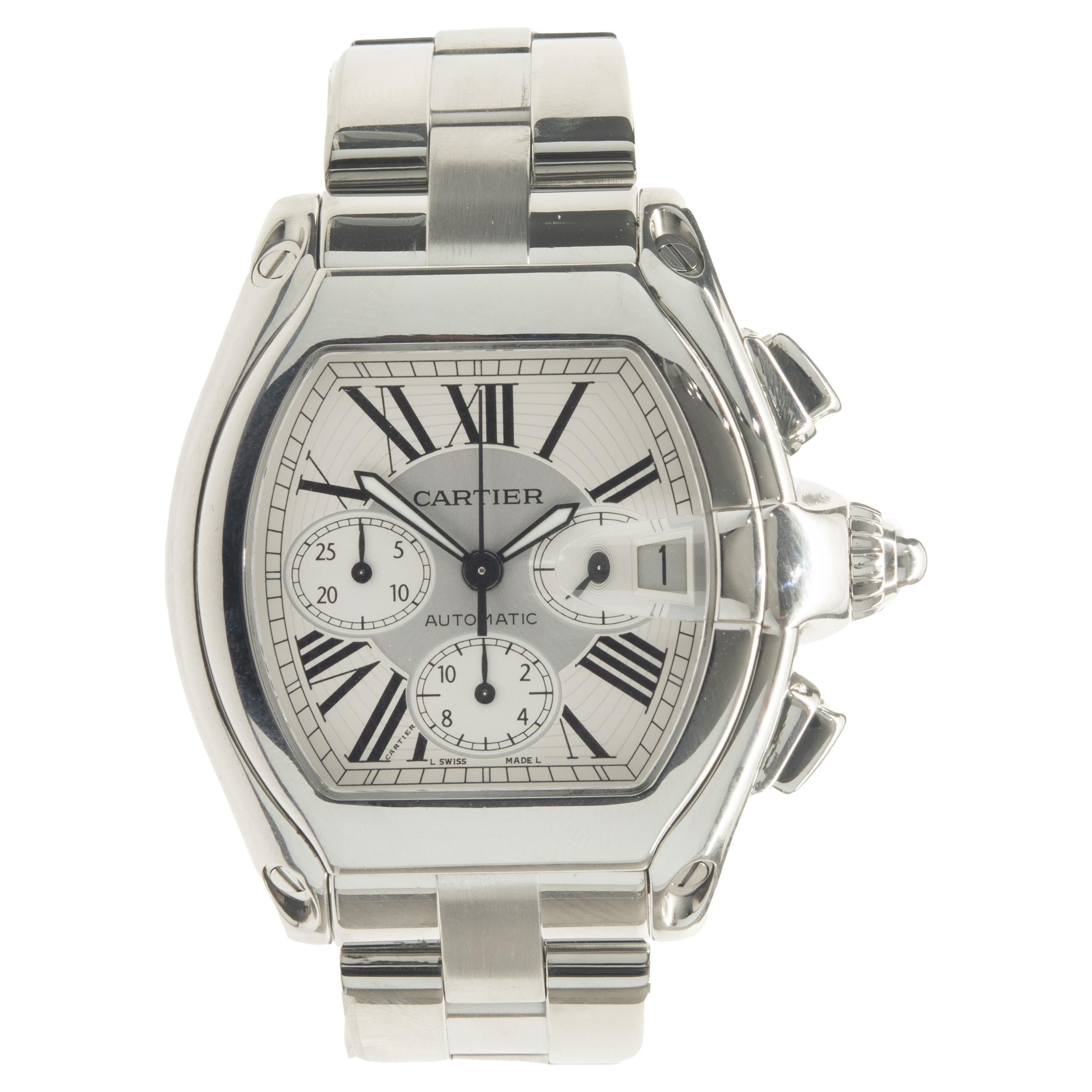 Cartier Roadster Chronograph Stainless Steel Men's Watch at 1stDibs