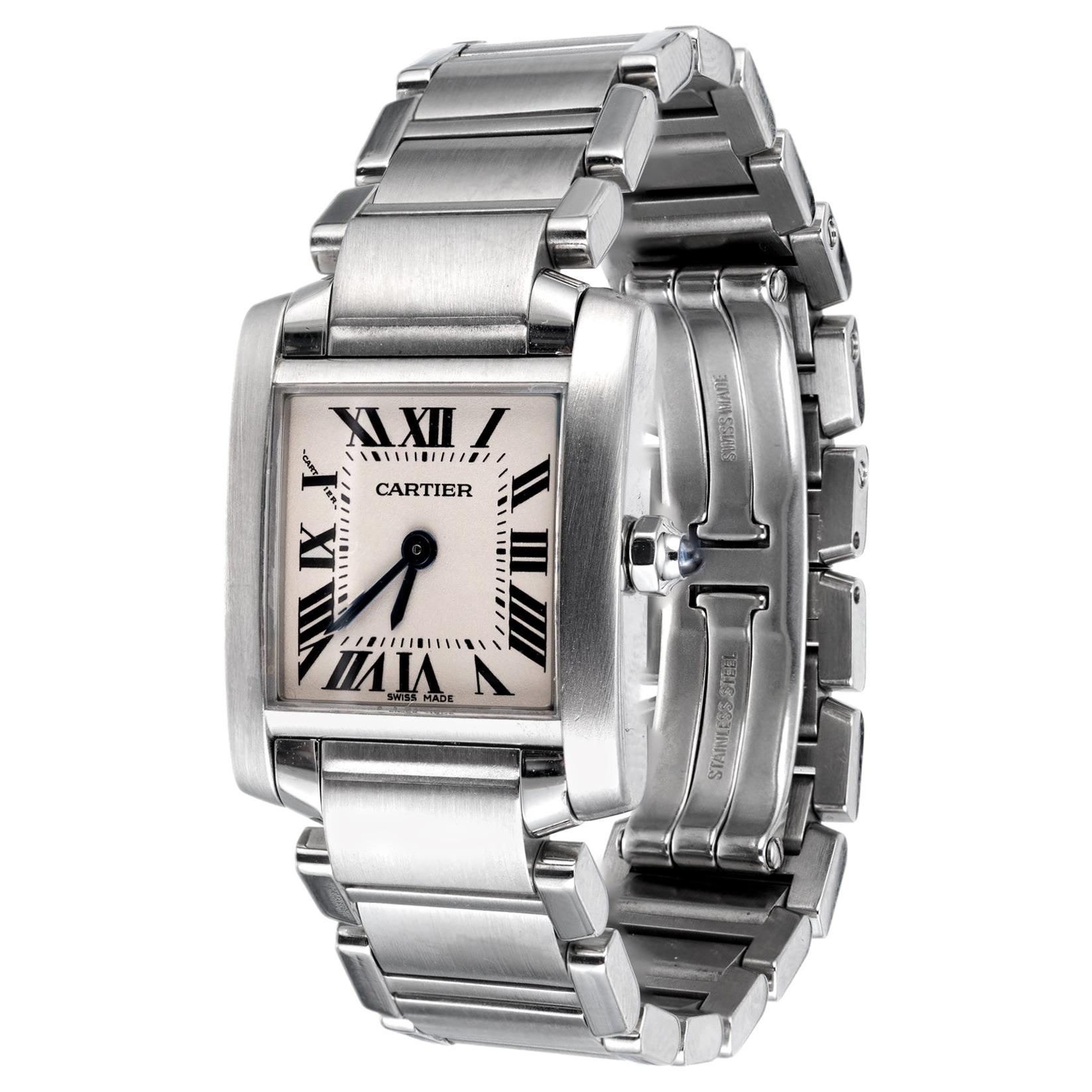 Cartier Stainless Steel Tank Francaise Automatic Wristwatch For Sale at ...